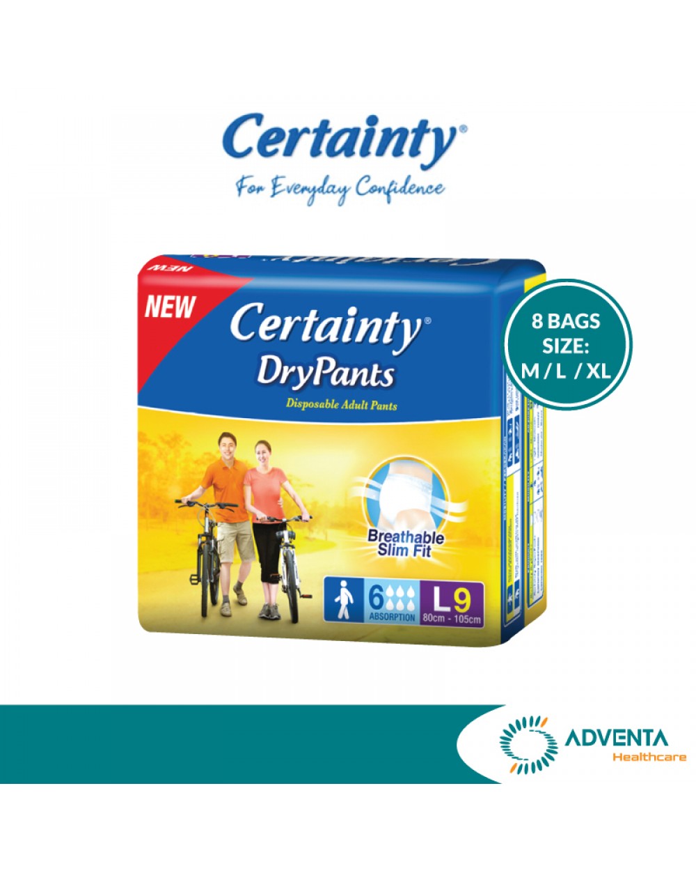 Certainty- DryPants, 8bag/carton
